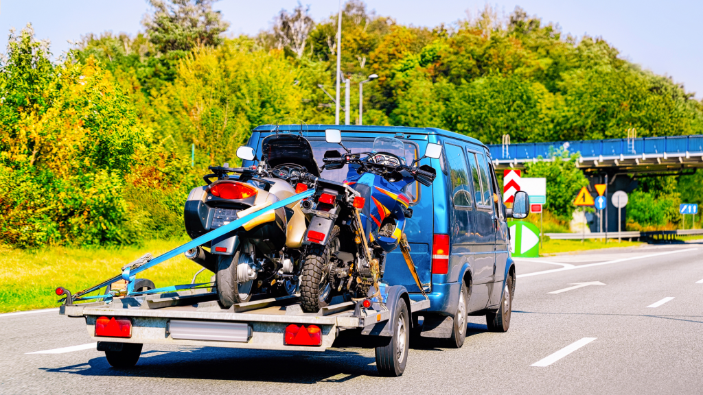 Transport Motorcycle on Trailer With 75% Discount on Shipedi